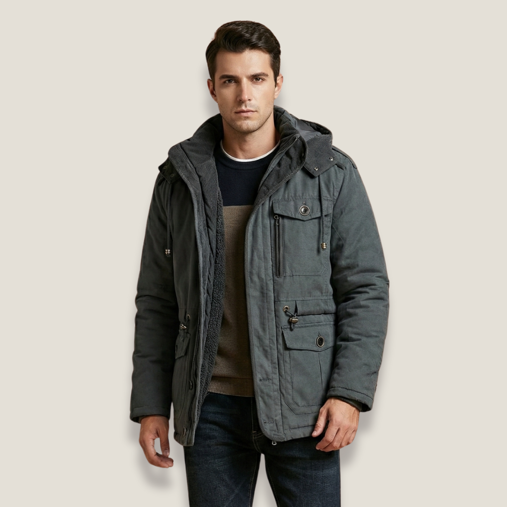 Men’s Hooded Winter Jacket – Insulated Parka Style with Multi-Pocket D ...