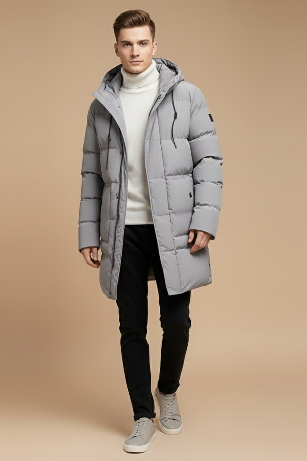 Men’s Insulated Parka Jacket – Longline Hooded Winter Coat with Quilte ...