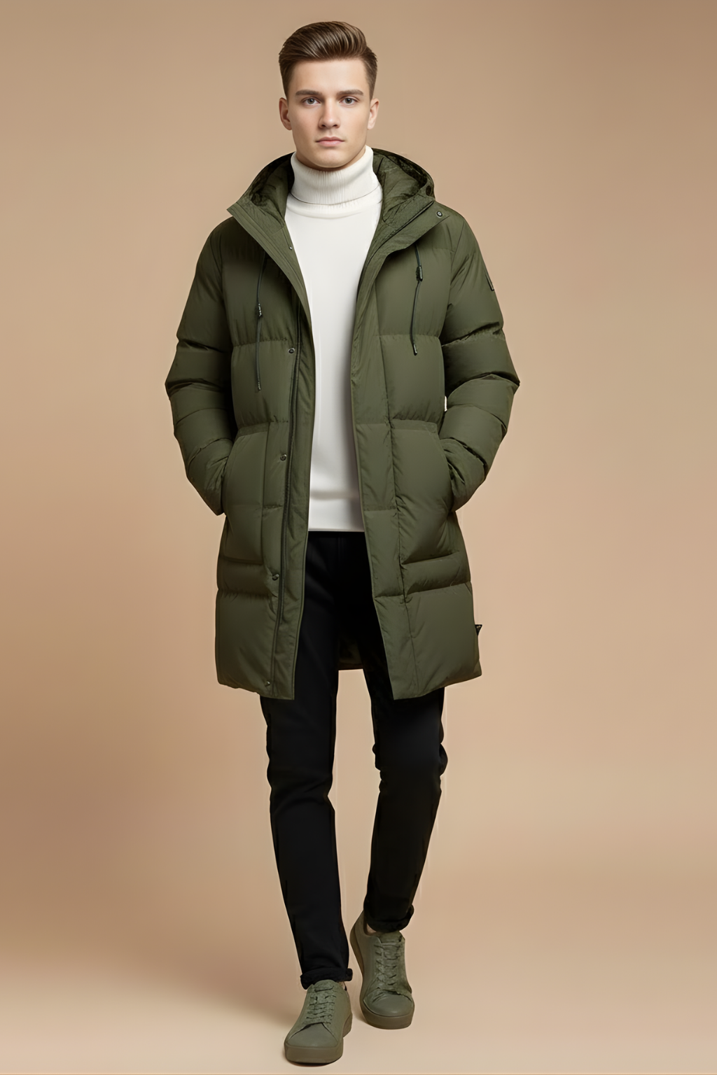 Men’s Insulated Parka Jacket – Longline Hooded Winter Coat with Quilte ...