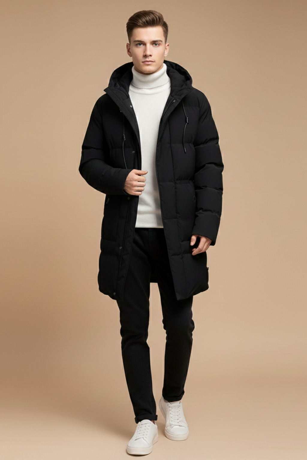 Men’s Insulated Parka Jacket – Longline Hooded Winter Coat with Quilte ...