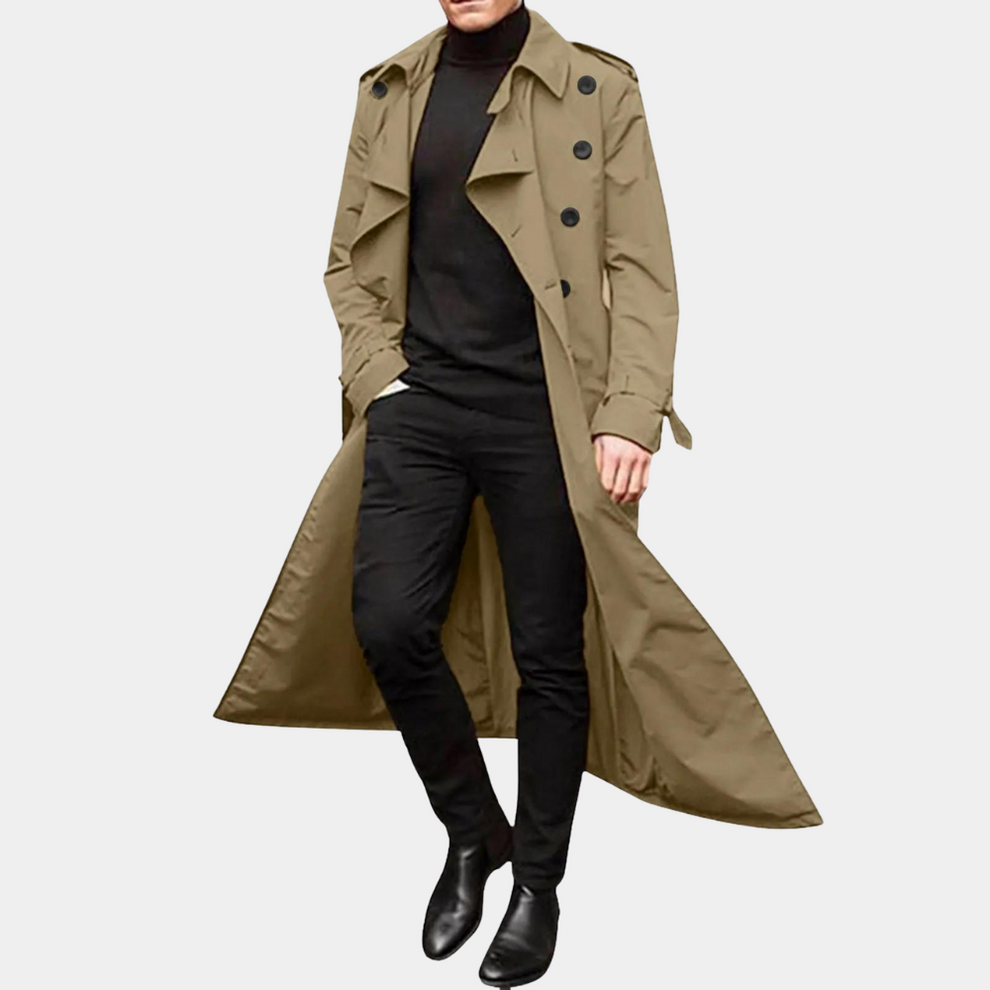 Men’s Longline Waterproof Trench Coat – Modern Design with Classic Edg ...