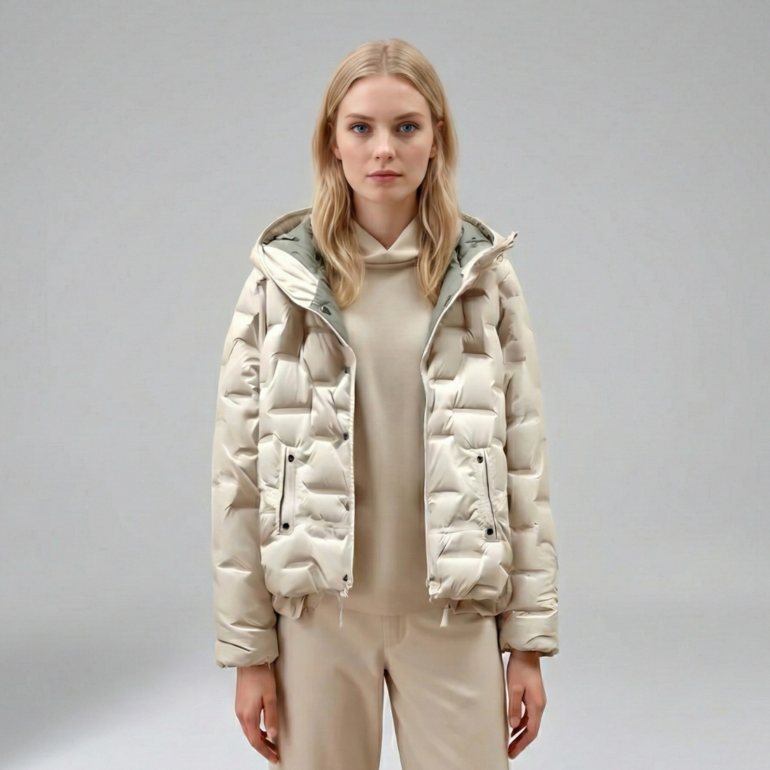 Women’s Hooded Insulated Jacket – Relaxed Winter Silhouette with Quilt ...